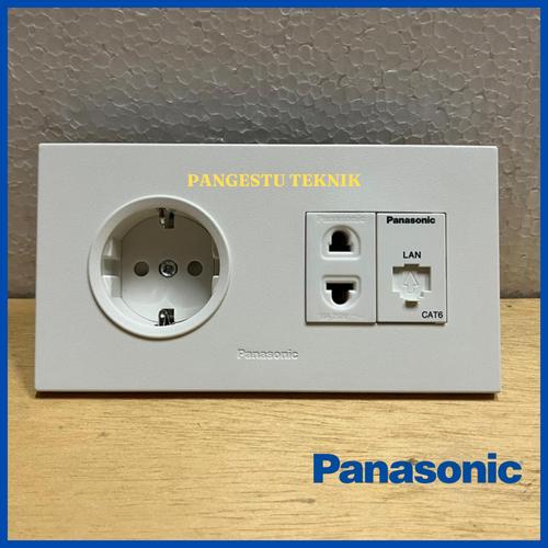 Jual Panasonic Modul LAN CAT 6 + Stop Kontak + Stop kontak Universal ...