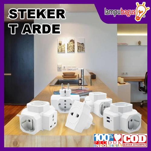 Jual Steker T Arde 3 Lubang / Steker Cabang 3 Colokan Listrik SNI ...