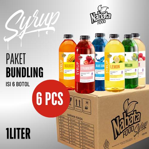 Promo Paket Bundling 6 Botol Syrup Nabata Food 1 Liter | 6 Varian Rasa ...