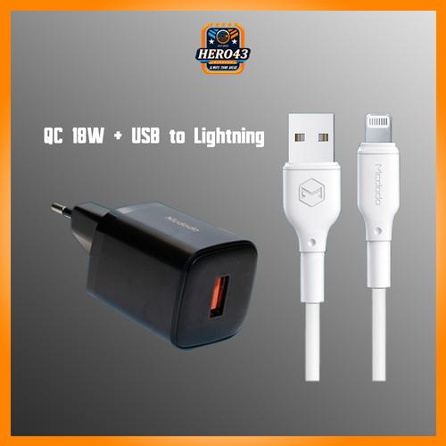 Jual Mcdodo 18W 2nd Gen Charger + USB A to Lightning Cable 1.2 Meter ...