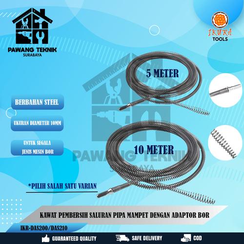 Jual Kawat Pipa Mampet 5 Meter 10 Meter - Adaptor Mesin Bor Sling Kawat Pembersih Saluran ...
