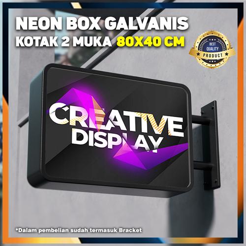 Jual Lampu Neon Box Kotak 80x40cm 2 Sisi Galvanis Besi Plus Bracket ...
