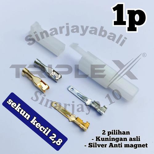 Jual soket motor 1 pin kecil socket 1p 1pin 1 p 2,8 silver kuningan ...