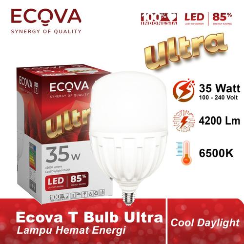 Jual LAMPU LED ECOVA T BULB ULTRA SERIES COOL DAYLIGHT 6500K TERANG ...