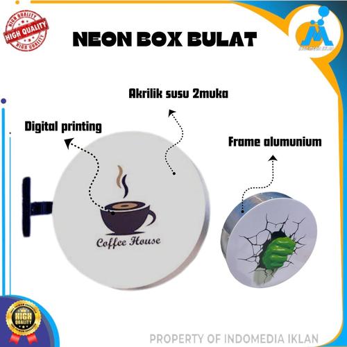 Jual neon box bulat 2sisi / neon box custom - D30, Frame akrilik - Kota ...