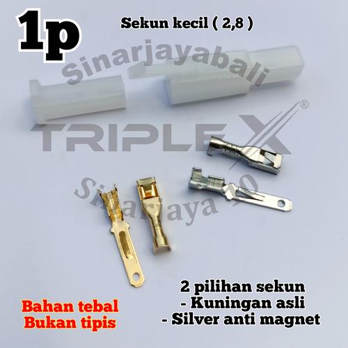 Jual soket 1p socket 1 pin p kecil 2,8 kuningan silver konektor ...