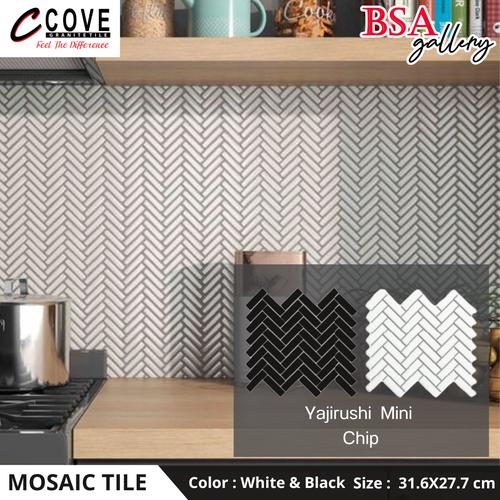 Jual MOSAIC TILES HERRINGBONE PUTIH / KERAMIK MOZAIK LANTAI DINDING WC ...