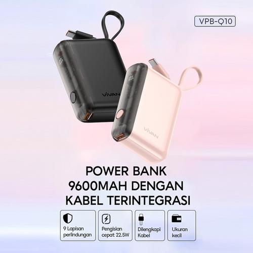 Jual VIVAN Powerbank Mini Credit Card Size 9600 mAh 22.5W Type C Cable ...