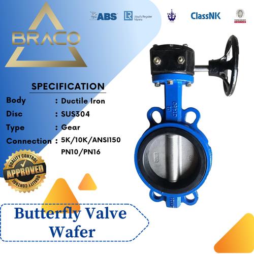 Jual BUTTERFLY VALVE WAFER TYPE GEAR DUCTILE IRON 12" BRACO - Jakarta ...