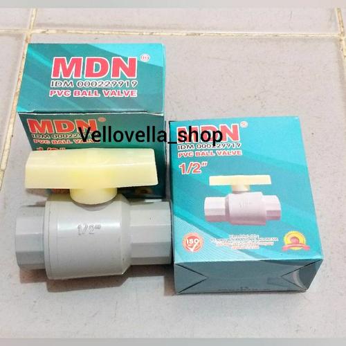 Jual 1/2 INCH Stop kran plastik pvc / ballvalev gagang putih mdn / ball valve gagang putih ...