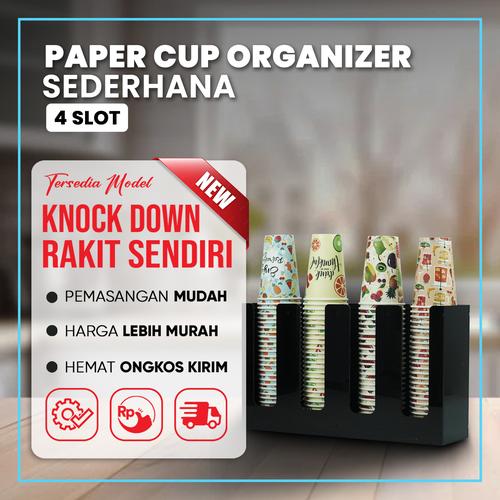 Jual Rak Cup Holder / Rak Paper Cup Akrilik Sederhana 4 Slot - Rangkai ...
