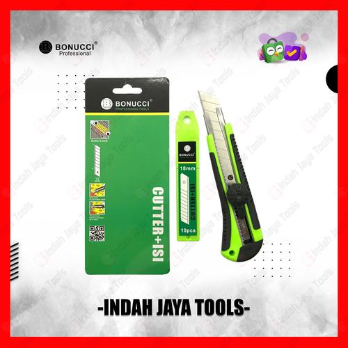 Jual BONUCCI Pisau Cutter Plastic + isi 10 Pcs - Cuter Plastik Pemotong ...