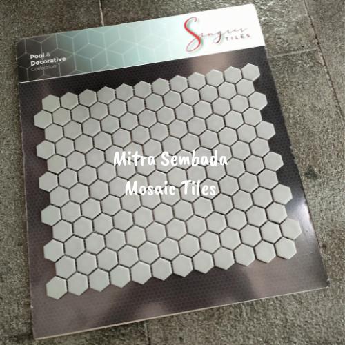 Jual Mosaic Tile Abu-Abu Mosaic Singres Type Mini Hexagonal Concrete Matt - Singres Tile - Kota ...