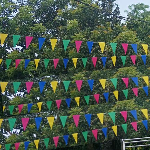 Jual bunting flag bendera segitiga warna warni merah putih bendera ...