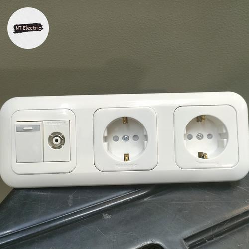 Jual Panasonic Stop kontak 2 gang + saklar engkel Tunggal + Outlet TV ...