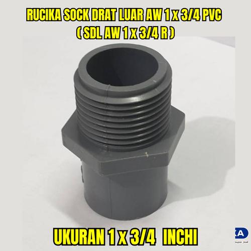 Jual Socket Drat Luar Rucika SDL Pipa PVC Paralon Ukuran 1 x 3/4 Inchi ...