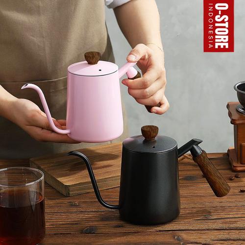 Promo Teko Air Panas Gagang Kayu Teko Seduh Kopi Teh Teko Kopi Leher Angsa Teko Stainless ...