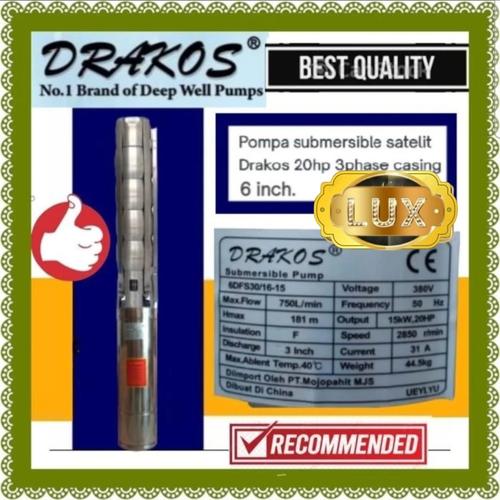 Jual Pompa satelit casing 6 inch " DRAKOS 20 Hp 3 Phase 380volt ...