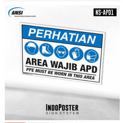Jual Stiker K3 Safety Sign ANSI Area Wajib APD Alat Pelindung Diri PPE ...