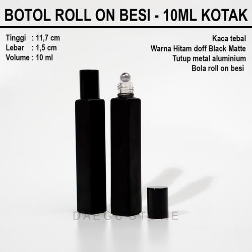 Jual Botol Roll On 10ml Kaca Kotak Tebal - HITAM DOFF BLACK MATTE Bola ...