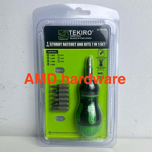 Jual OBENG CEBOL RACHET SET 7in1 SCREWDRIVER STUBBY RATCHET BITS 7 in 1 ...