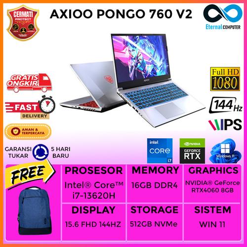 Promo AXIOO PONGO 760 V2 I7 13620H RTX4060 8GB/ RAM 16GB 512GB SSD WIN ...