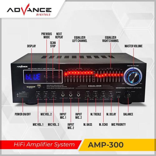 Jual ADVANCE AMP-300 High Fidelity Amplifier Sound System Ampli Karaoke Equalizer Bluetooth ...