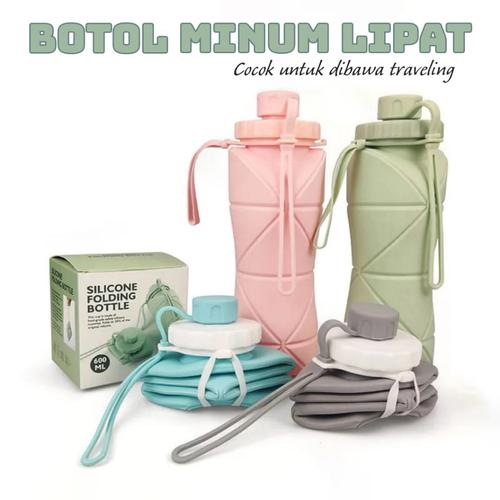 Jual Botol Air Lipat Silikon Portabel Reusable Botol Air Olahraga Lipat ...
