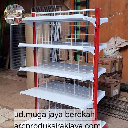 Jual rak murah besi rak gondola market double P 90 × L 28 × PLAT BWAH ...