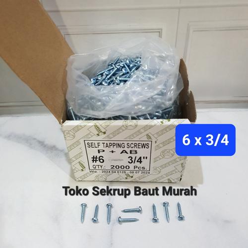 Jual Sekrup PH 6x3/4" /Skrup JP /Sekrup PAB / Tapping Screw 6 x 3/4 ...