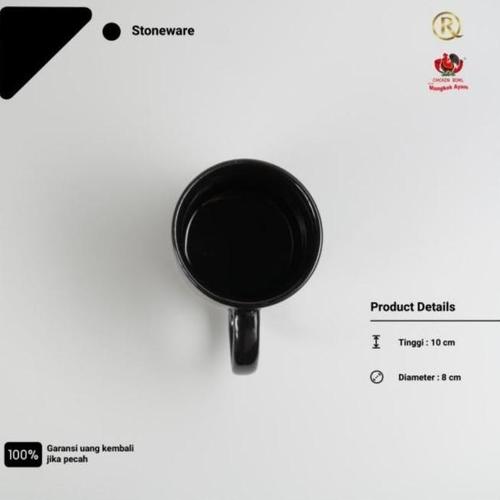 Jual Gelas Mug Keramik Porselen Hitam Gagang Kapasitas 300ML Gelas ...