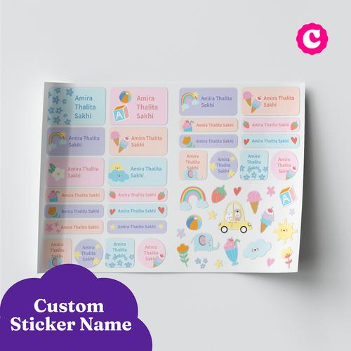 Jual Cetak / Print Custom Name Sticker Label | Stiker Nama Anak Custom ...