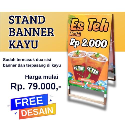Jual Stand Banner Spanduk Kayu Segitiga | Stand Banner Spanduk Jualan ...