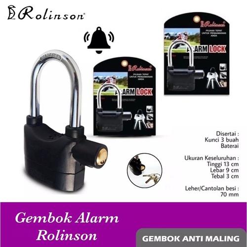 Jual GEMBOK ALARM PADLOCK 12 CM ANTI MALING ROLINSON GEMBOK ALARM 2 IN ...