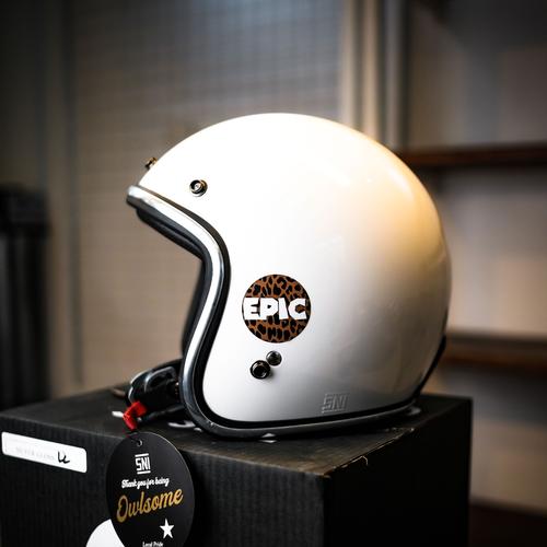 Jual Epic Veil Helmet Open Face Basic White Glossy List Chrome Helm ...