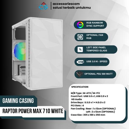 Jual Casing Gaming RAPTOR POWER UP POWERMAX 710 White - Casing Gaming ...