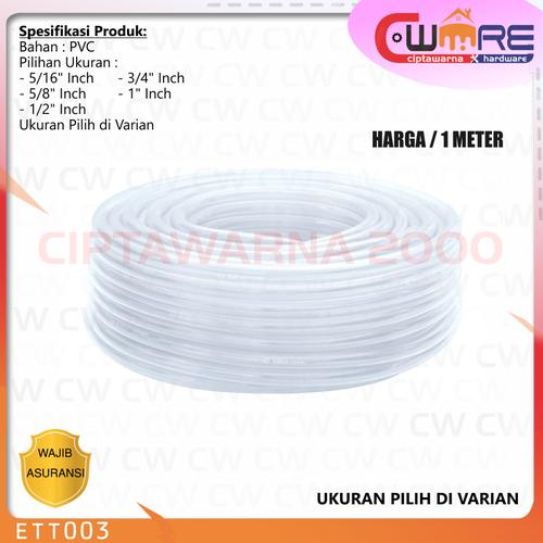 Jual Trilliun Selang Air Elastis Tebal Transparan Bening 5/16" 5/8" 1/2 ...