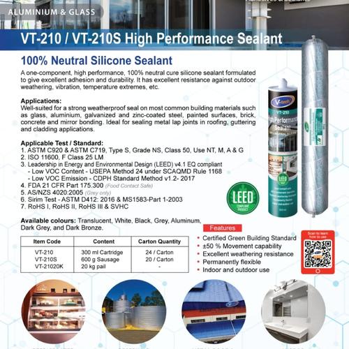 Jual sealant silicone v-tech 210 untuk lem aluminium, lem kaca ...