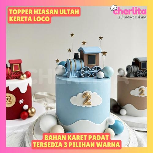 Jual Topper Hiasan Kue Ultah Kereta Lokomotif Lucu Birthday Cake Anak ...