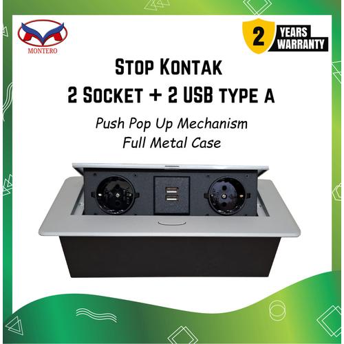Promo Stop Kontak Tanam / Power Socket Full Metal 2 Lubang & 2 USB Type ...