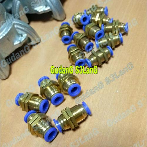 Jual Sambungan Lurus Besi Selang Angin PU 6mm Pneumatic Bulkhead Nylon ...