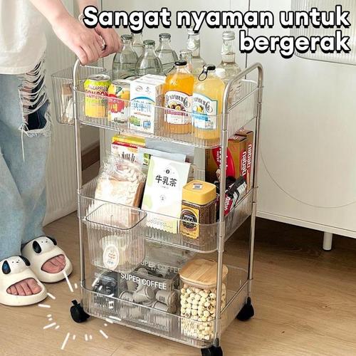 Jual Smg Rak Troli Dapur Susun Roda Rak Troli Transparan Rak Troli ...