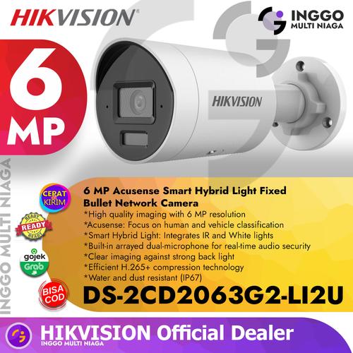 Jual HIKVISION DS-2CD2063G2-LI2U IP 6MP Acusense Smart Hybrid Light Bullet Audio IP Camera CCTV ...