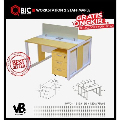 Jual Meja Kerja Kantor Partisi 2-4-6-8 Staff QBIC Maple - 2 Staff ...