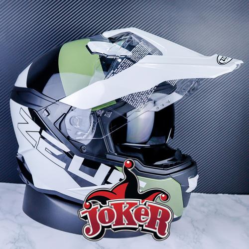 Jual ZEUS HELM ZS913 SUPER MOTO | GREY BF1 GREEN | FLAT DOUBLE VISOR ...