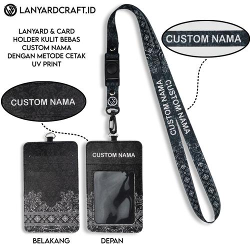 Jual V1 Id Card Holder Leather Custom + Lanyard Custom Nama Batik ...
