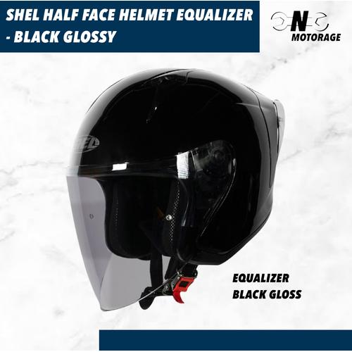 Jual Helm Motor SHEL Equalizer Solid Half Face SNI - Black Glossy ...