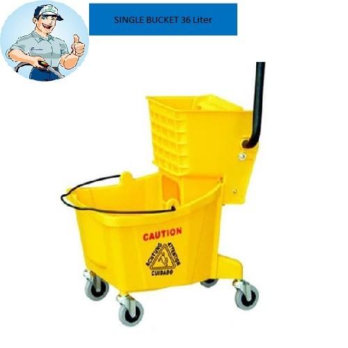 Jual Single Bucket Cleaning Mop Wringer Press Trolley Troli Ember ...