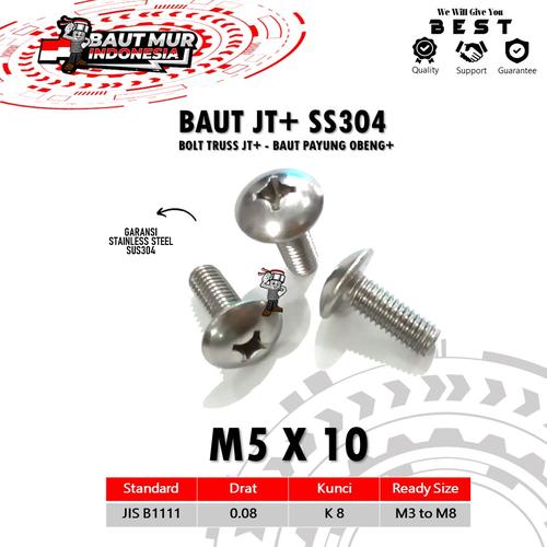 Jual BAUT PAYUNG PLUS BAUT JT+ STAINLESS SS304 M5X10 ISI 5PCS - Kab. Bekasi - BAUTMUR INDONESIA ...