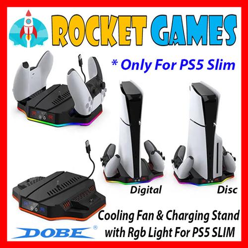 Promo Dobe PS5 Slim Multifunctional Cooling Fan & Stand Fan Charging ...